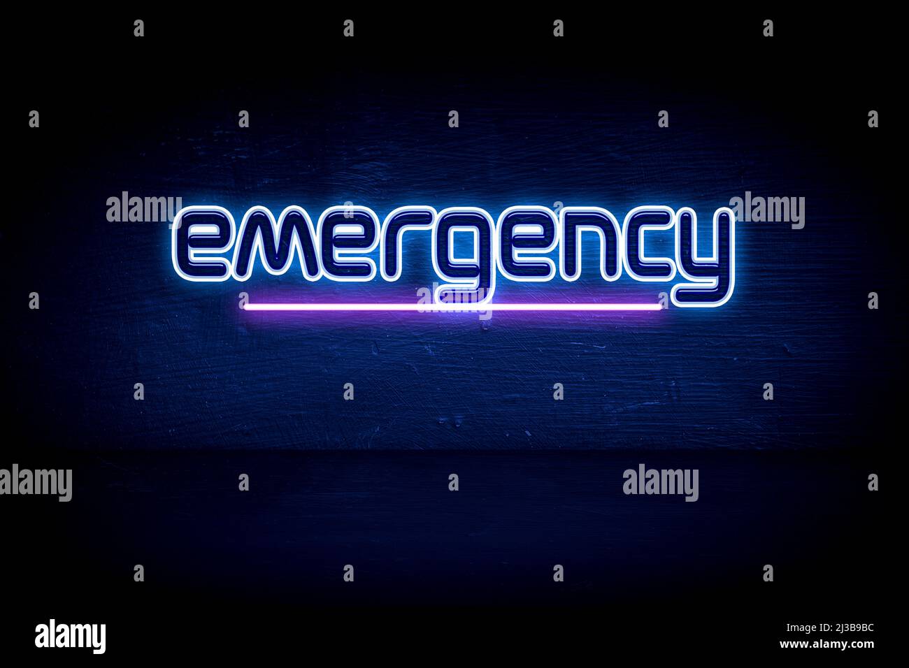 Emergency - blue neon announcement signboard Stock Photo - Alamy