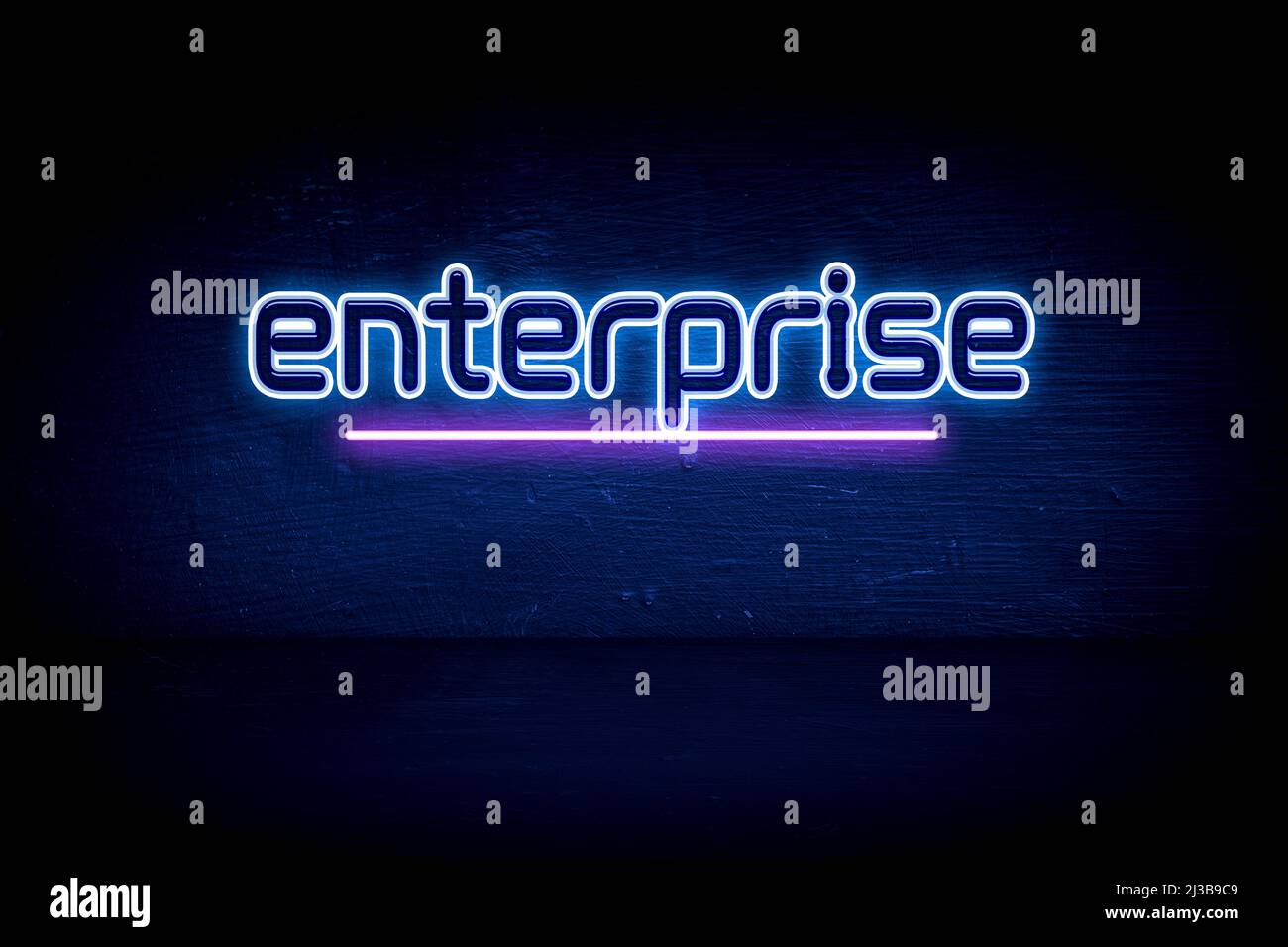 Enterprise - blue neon announcement signboard Stock Photo - Alamy