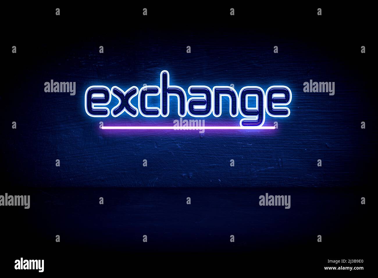 Exchange - blue neon announcement signboard Stock Photo - Alamy