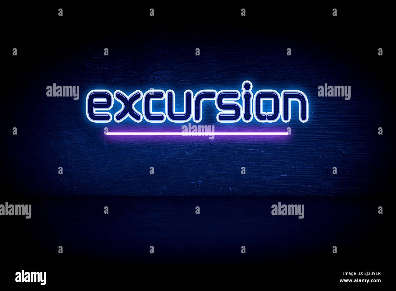 excursion - blue neon announcement signboard Stock Photo - Alamy