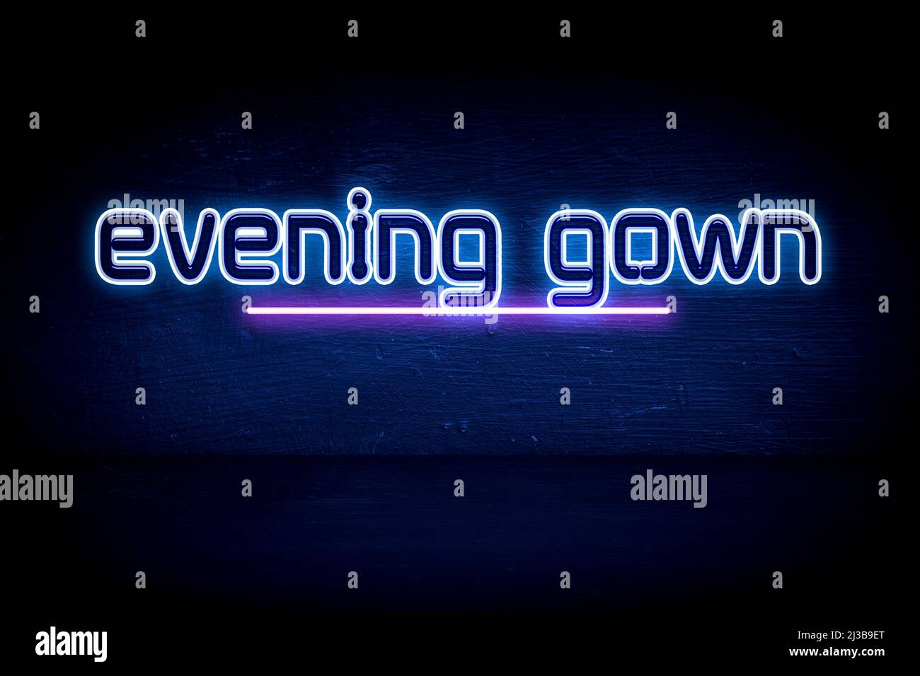 evening gown - blue neon announcement signboard Stock Photo - Alamy