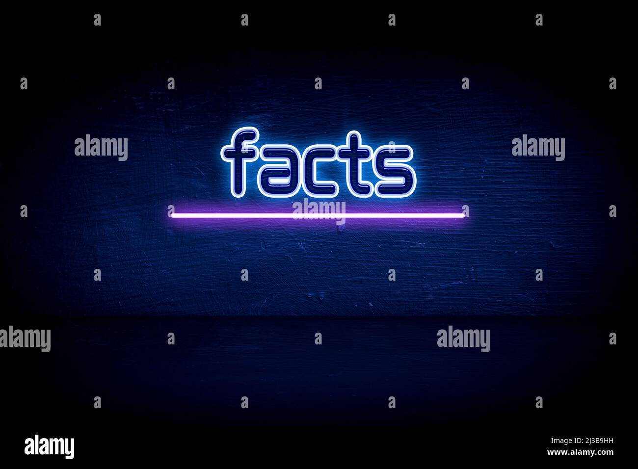 Facts - blue neon announcement signboard Stock Photo - Alamy