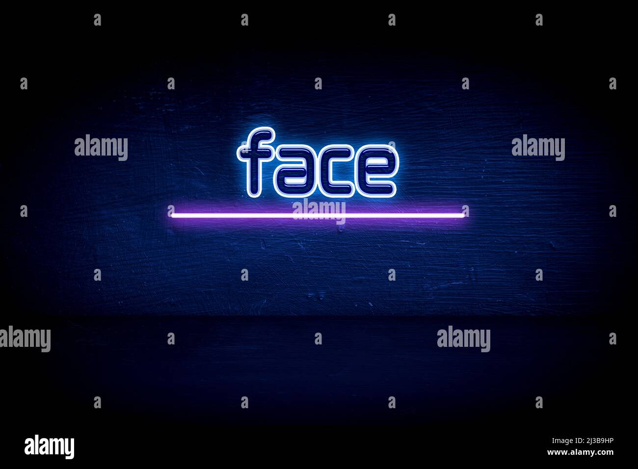 Face - blue neon announcement signboard Stock Photo - Alamy