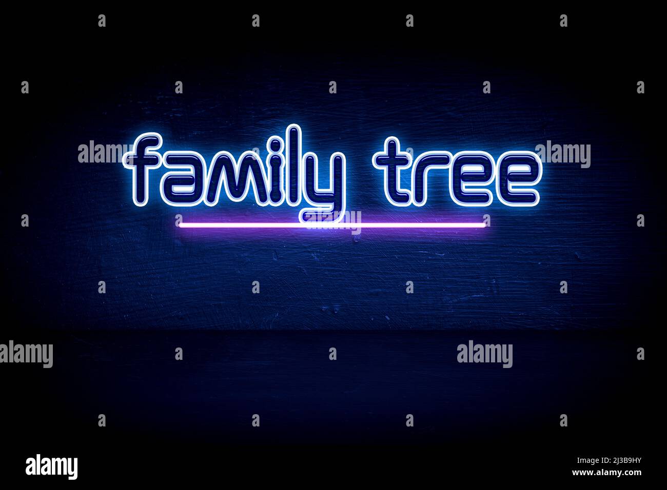 family tree - blue neon announcement signboard Stock Photo - Alamy