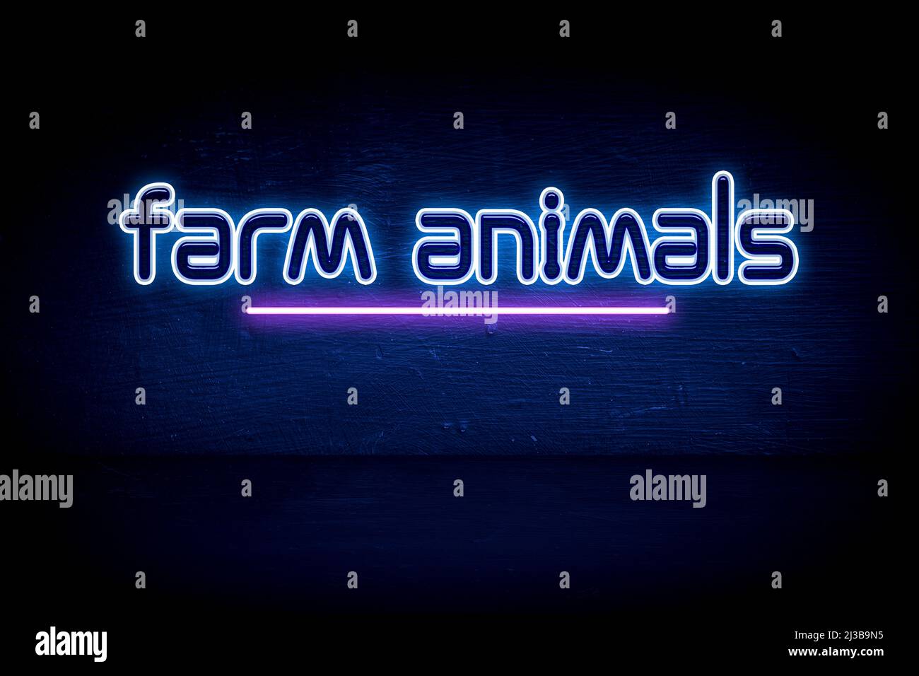 farm animals - blue neon announcement signboard Stock Photo - Alamy