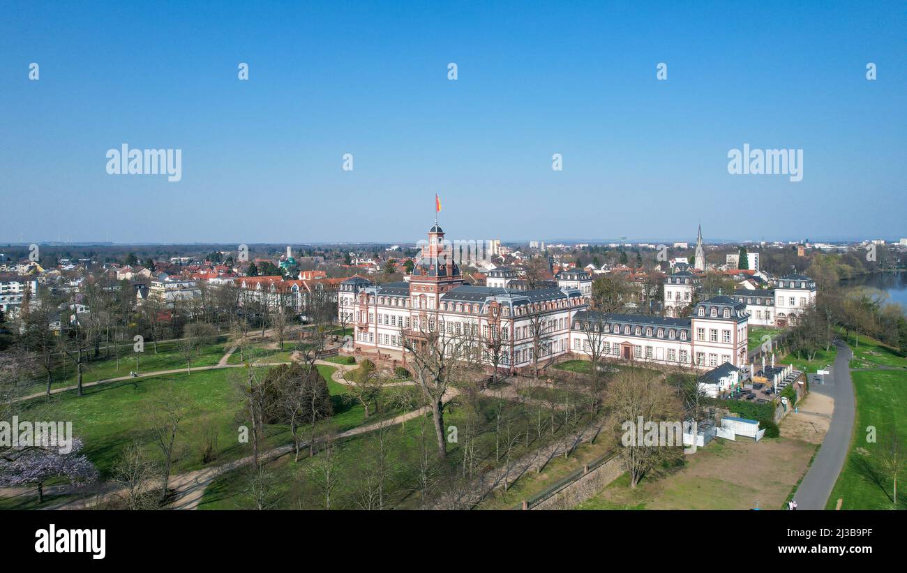 Aerial view from Historical Museum Hanau Philippsruhe Palace at Hanau ...