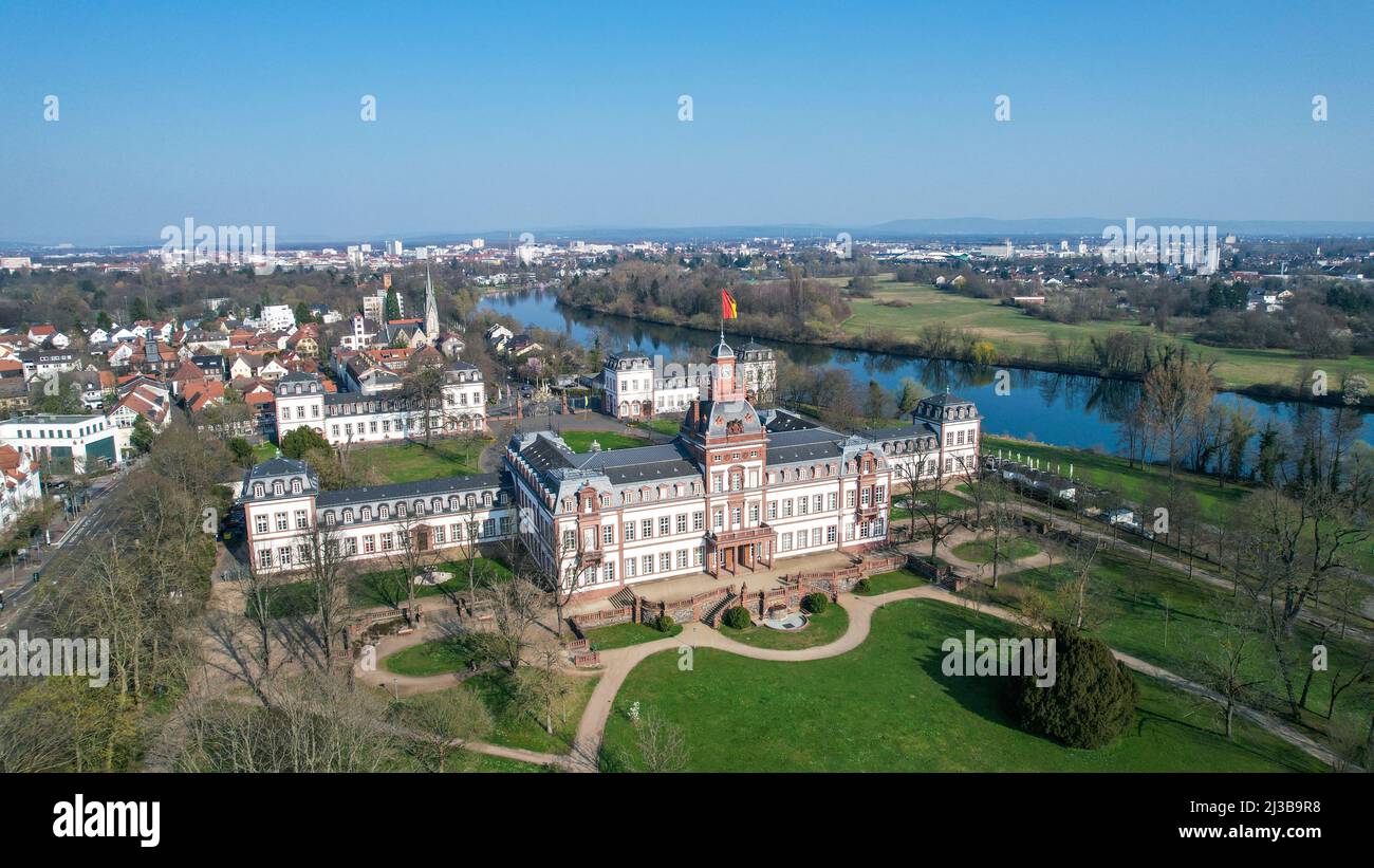 Aerial view from Historical Museum Hanau Philippsruhe Palace at Hanau ...
