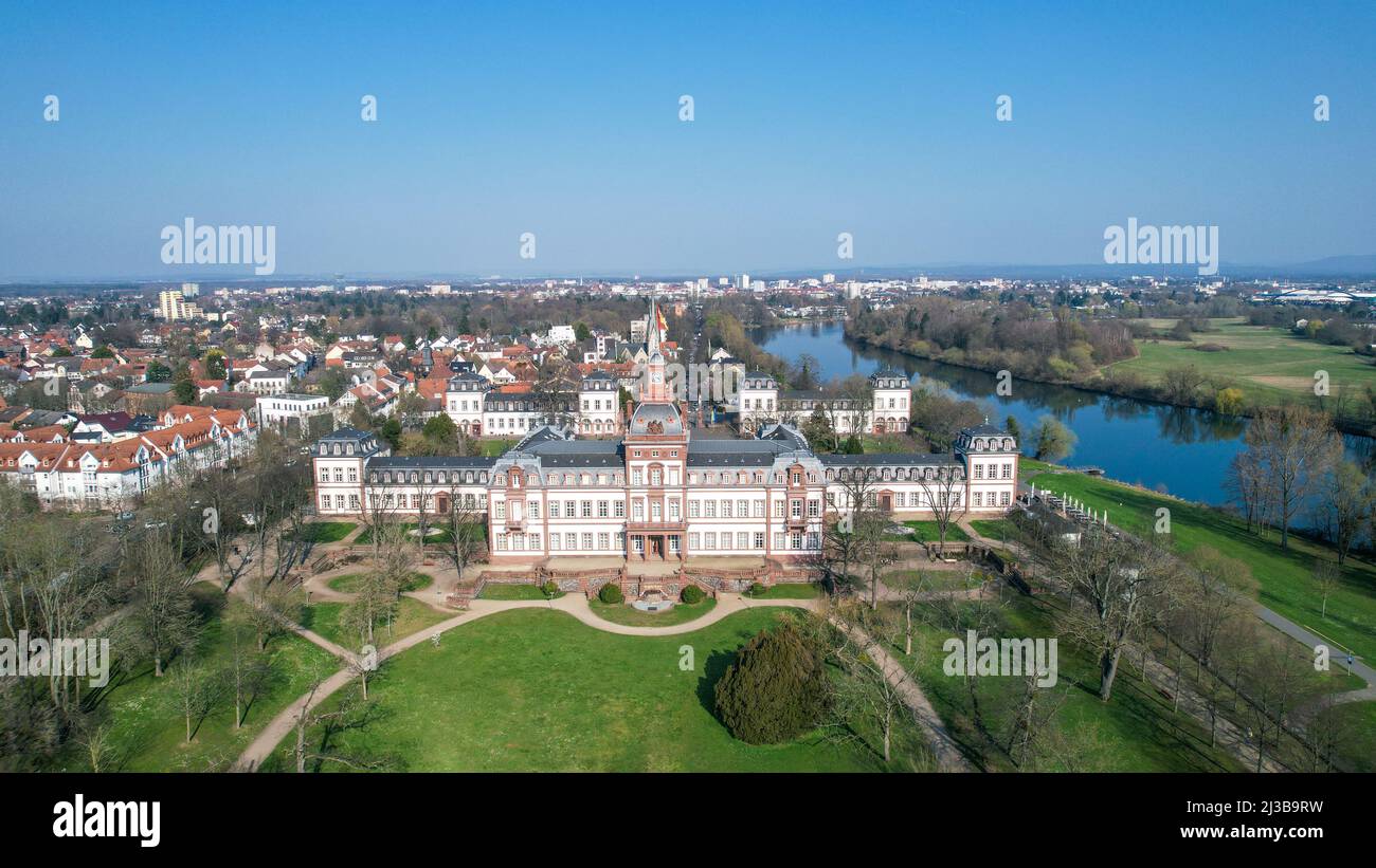 Aerial view from Historical Museum Hanau Philippsruhe Palace at Hanau ...