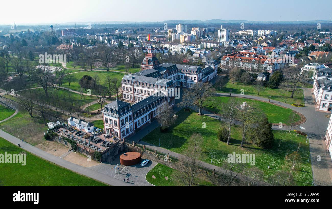 Aerial view from Historical Museum Hanau Philippsruhe Palace at Hanau ...
