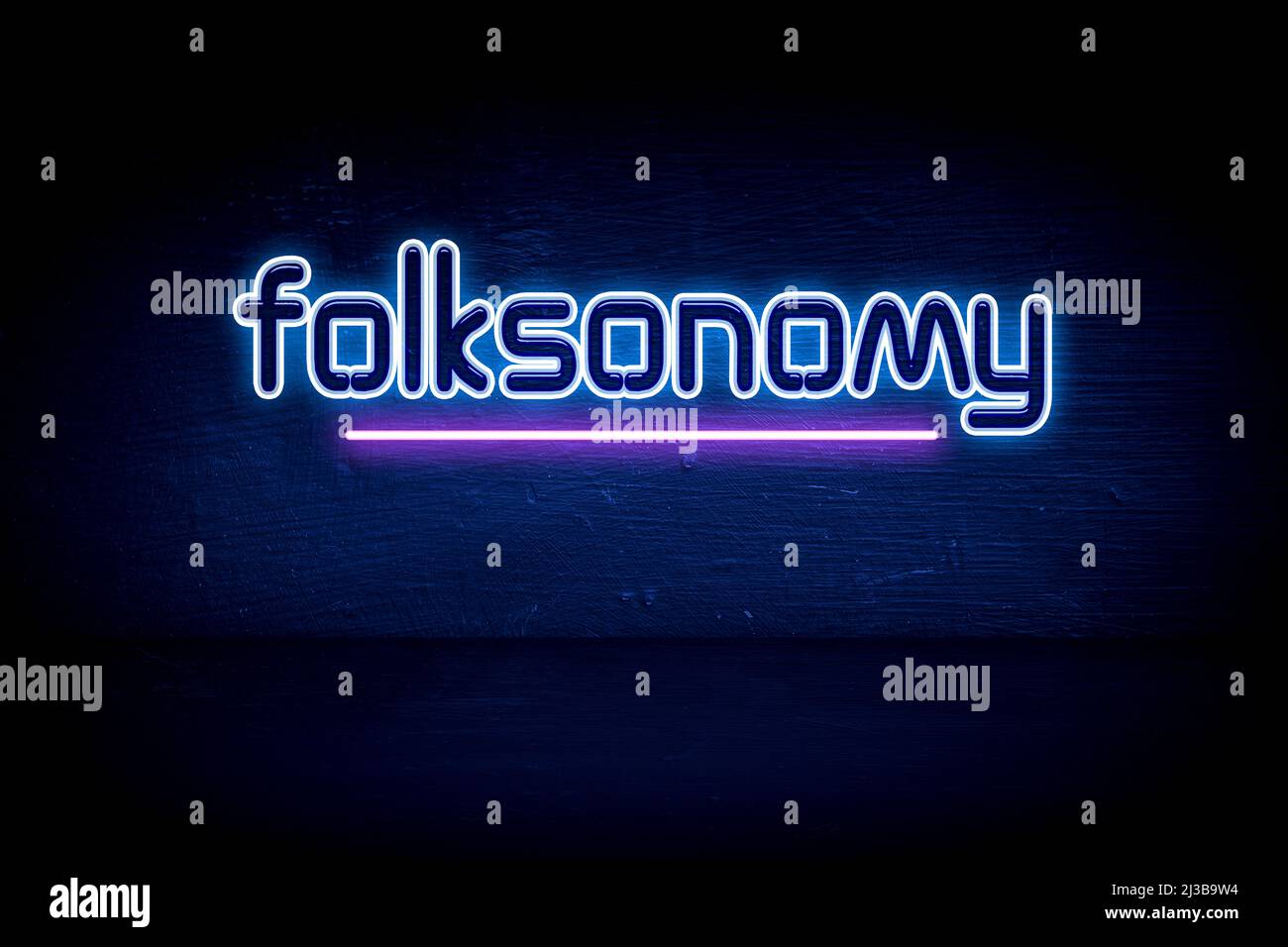 Folksonomy - blue neon announcement signboard Stock Photo - Alamy
