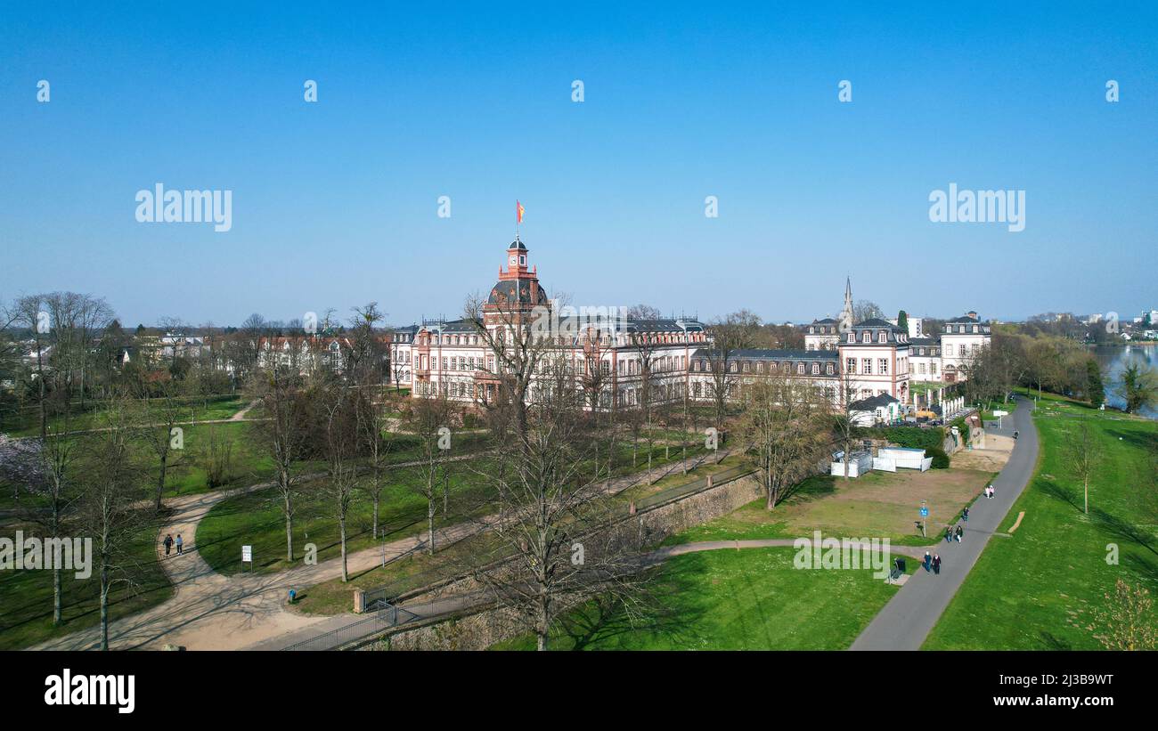 Aerial view from Historical Museum Hanau Philippsruhe Palace at Hanau ...
