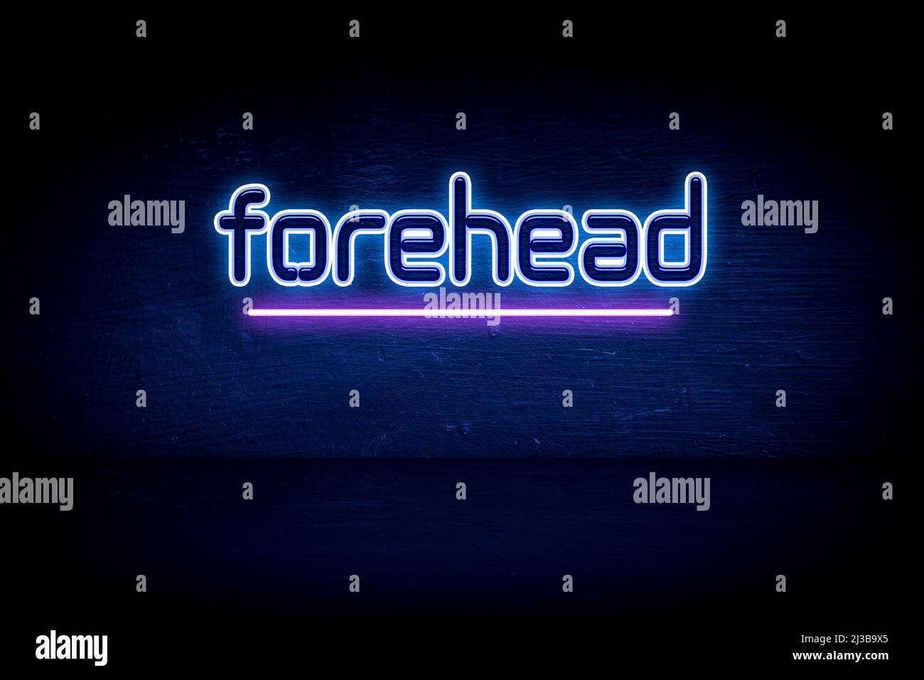 Forehead - blue neon announcement signboard Stock Photo - Alamy