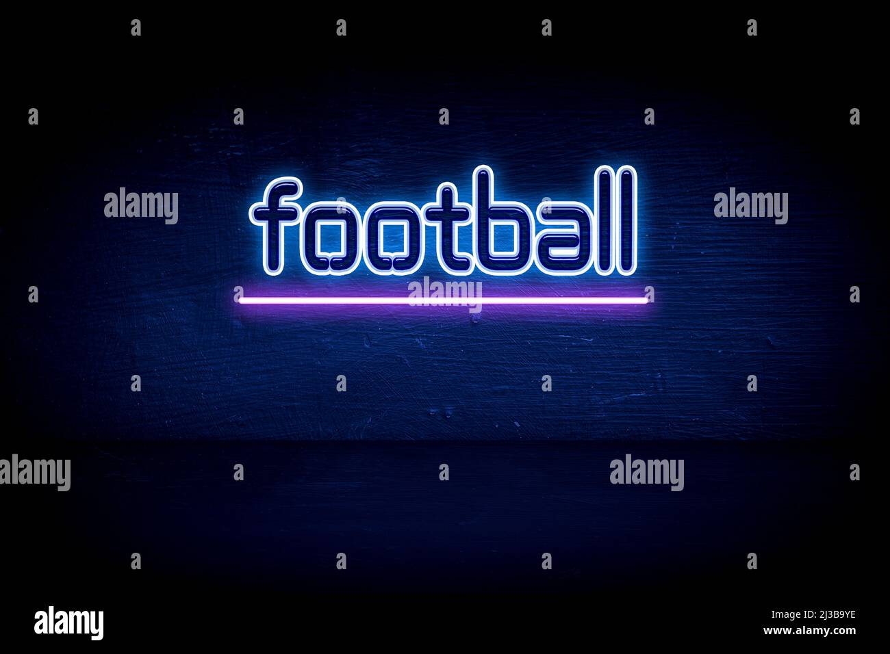 Football - blue neon announcement signboard Stock Photo - Alamy