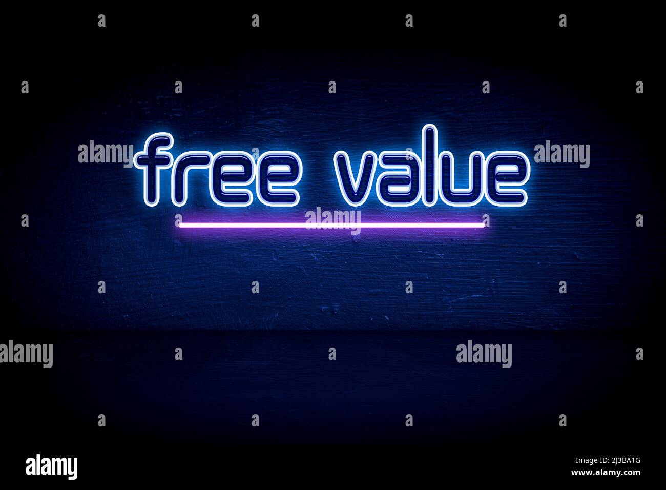 Free value - blue neon announcement signboard Stock Photo - Alamy