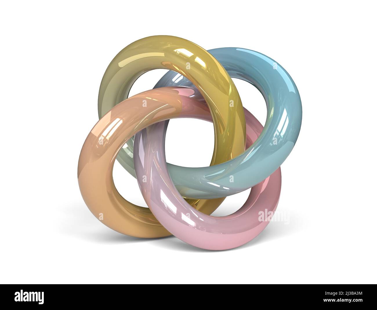 Colorful shiny torus knot on white background. 3d image Stock Photo - Alamy