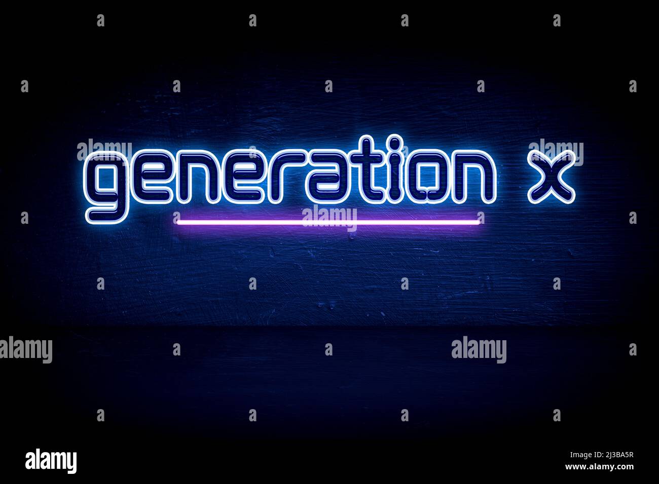 Generation X - blue neon announcement signboard Stock Photo - Alamy