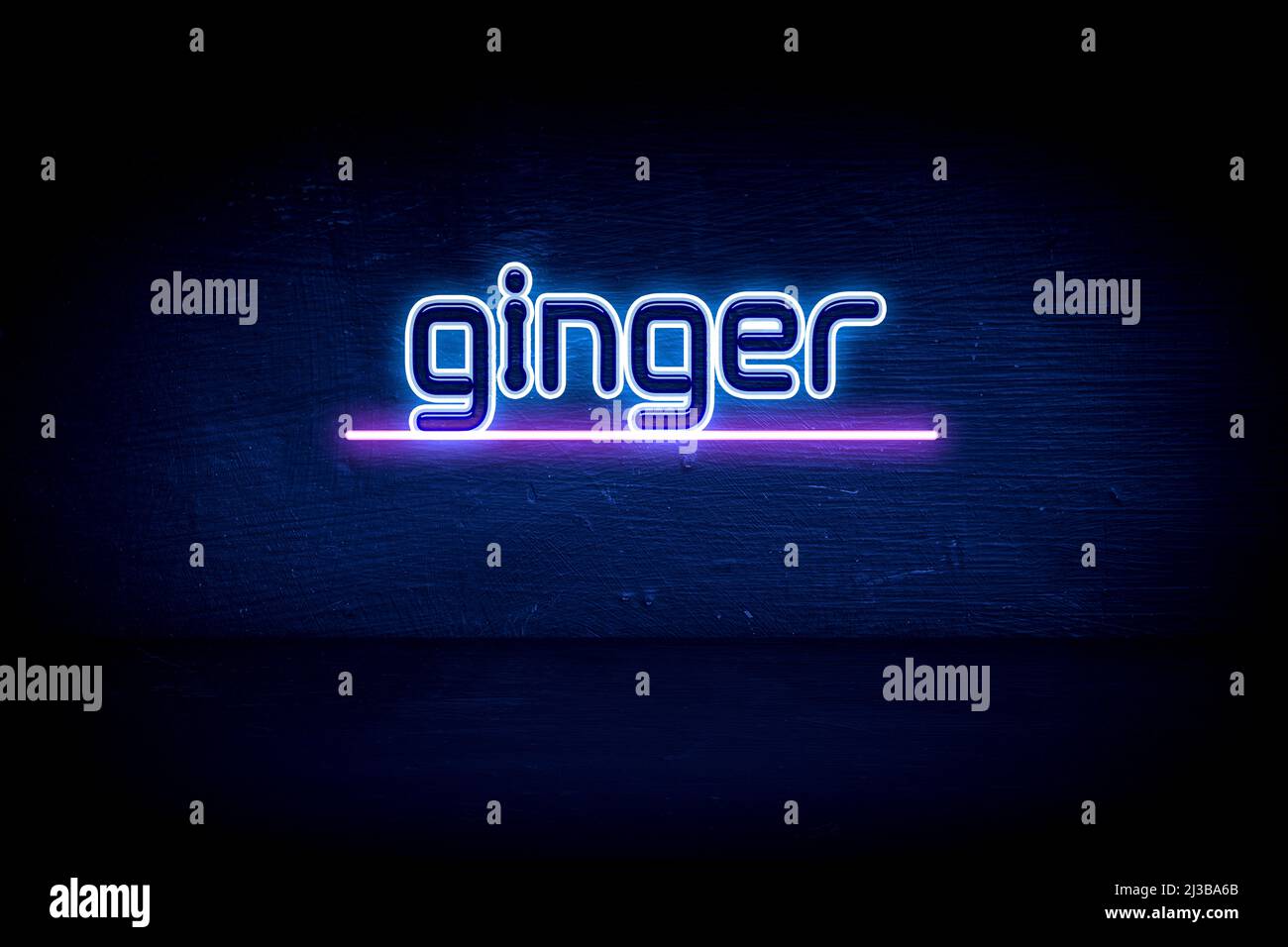 Ginger - blue neon announcement signboard Stock Photo - Alamy