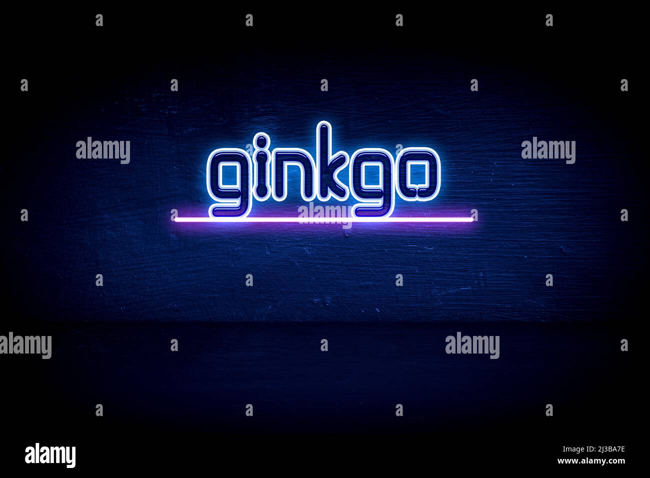 ginkgo - blue neon announcement signboard Stock Photo - Alamy