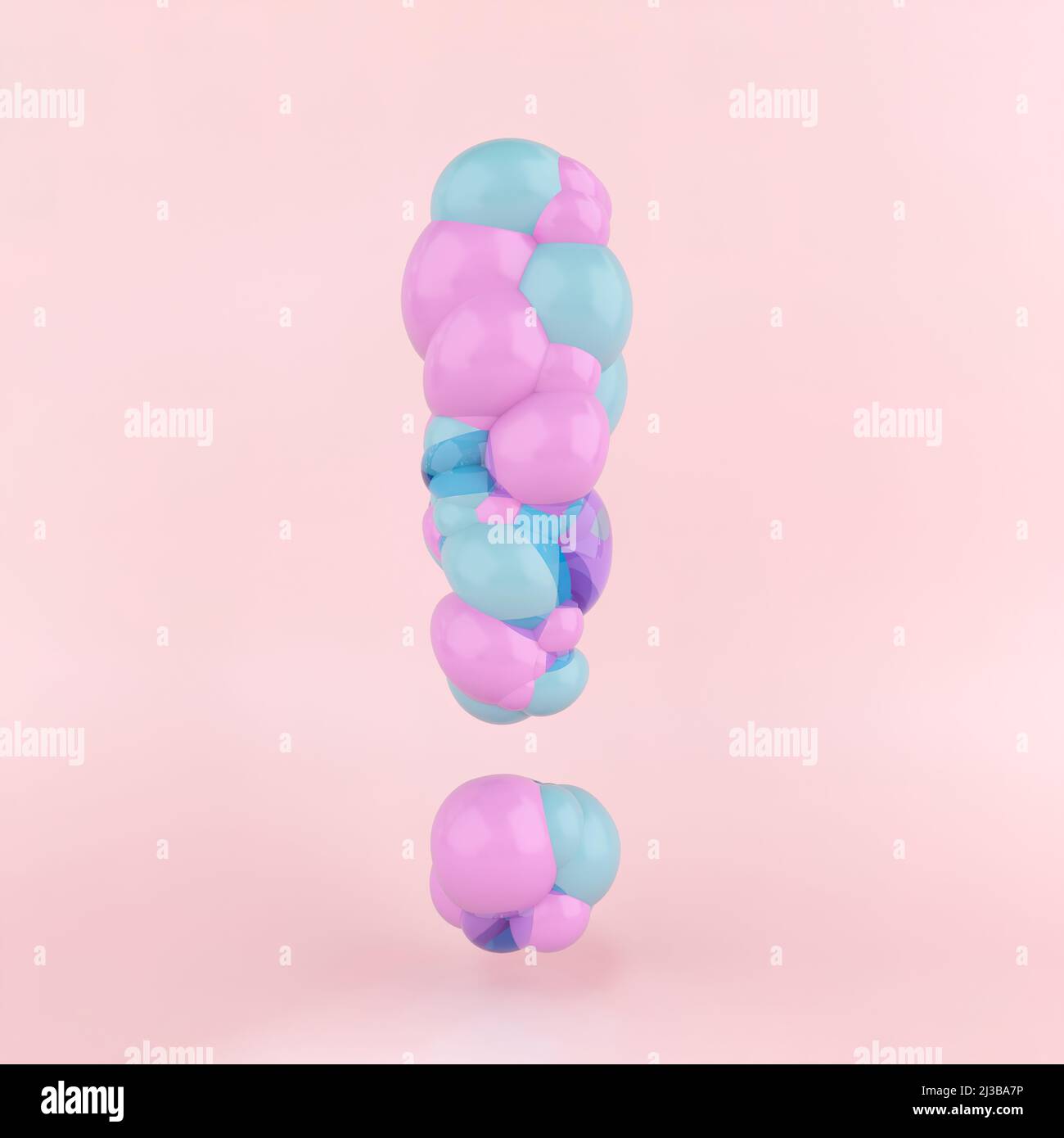 Exclamation mark made of pastel colorful balloons. Nicely asked ...