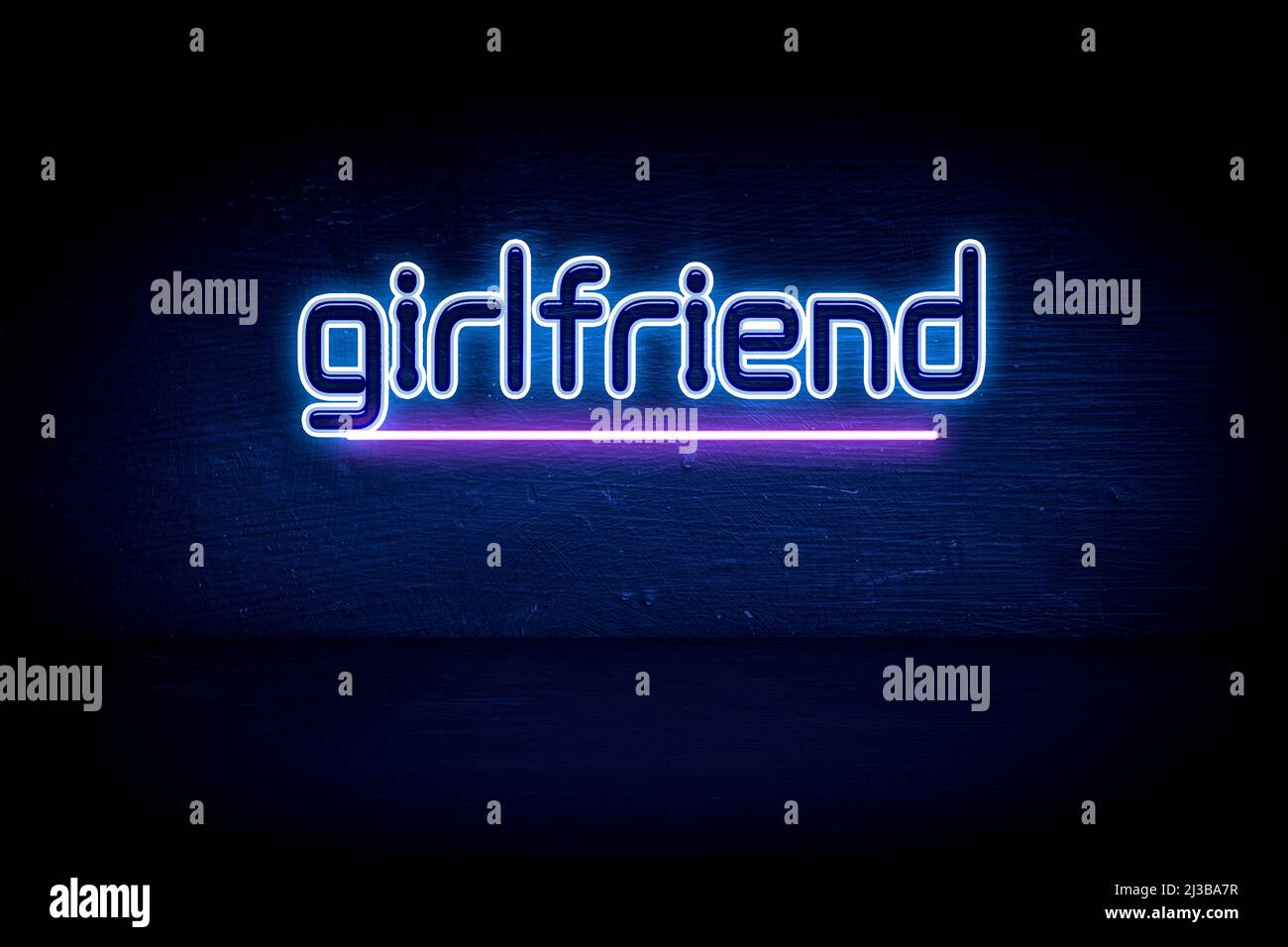 girlfriend - blue neon announcement signboard Stock Photo - Alamy