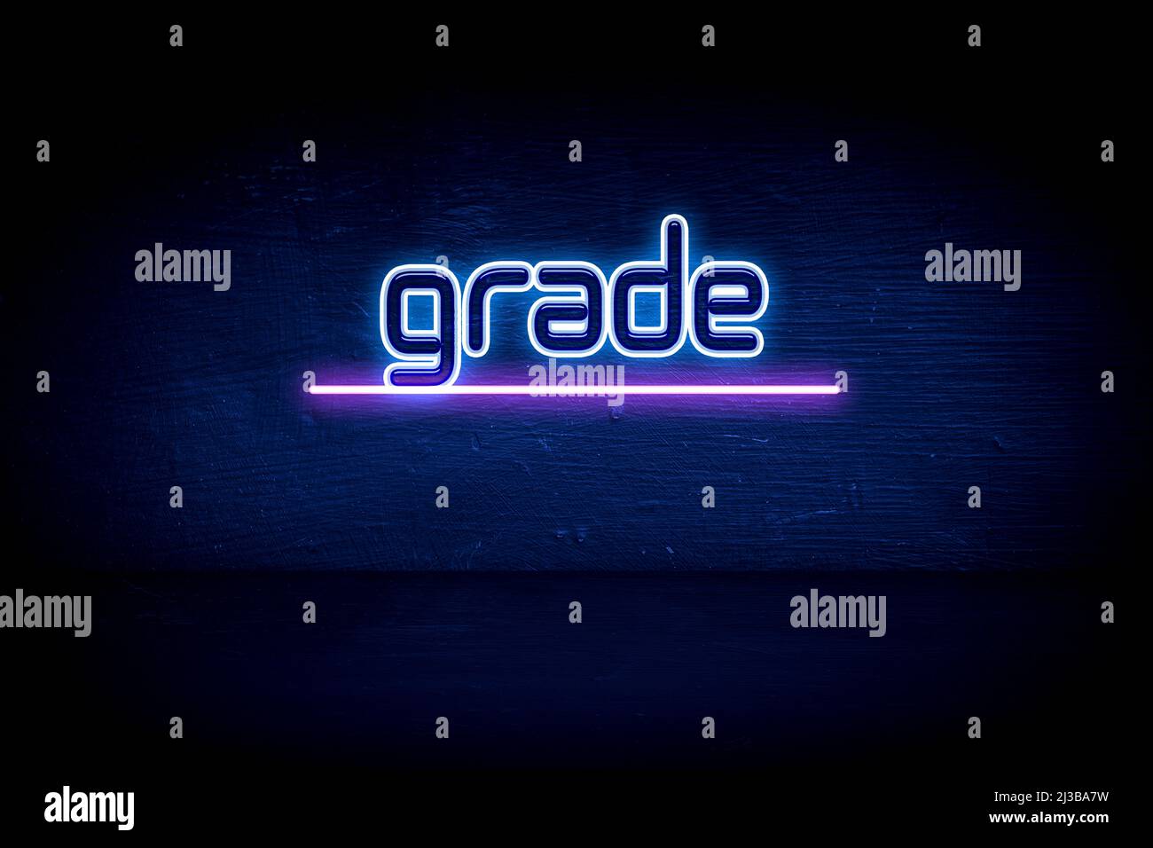 Grade - blue neon announcement signboard Stock Photo - Alamy
