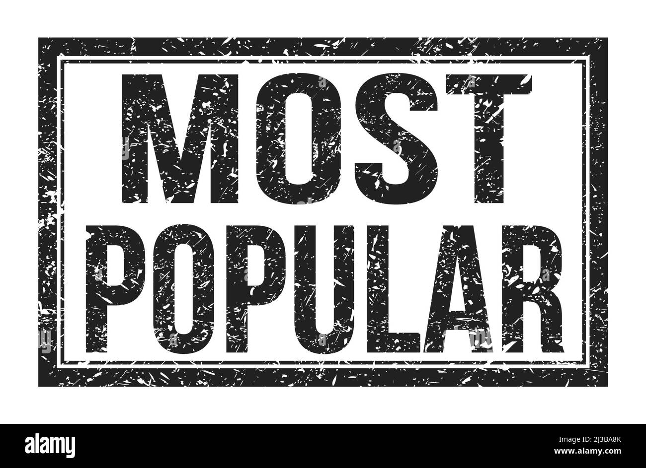 MOST POPULAR, words written on black rectangle stamp sign Stock Photo ...
