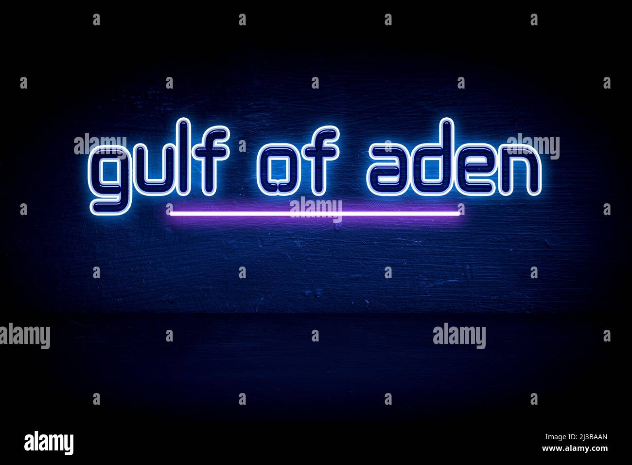 Gulf of Aden - blue neon announcement signboard Stock Photo - Alamy