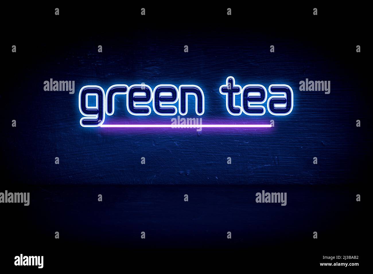 Green Tea - blue neon announcement signboard Stock Photo - Alamy