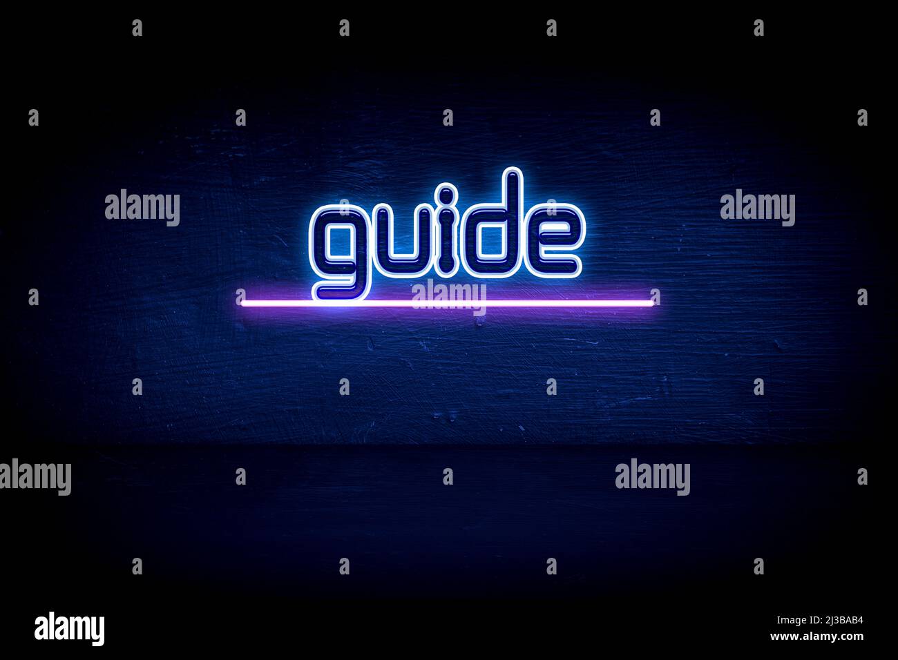 guide - blue neon announcement signboard Stock Photo - Alamy