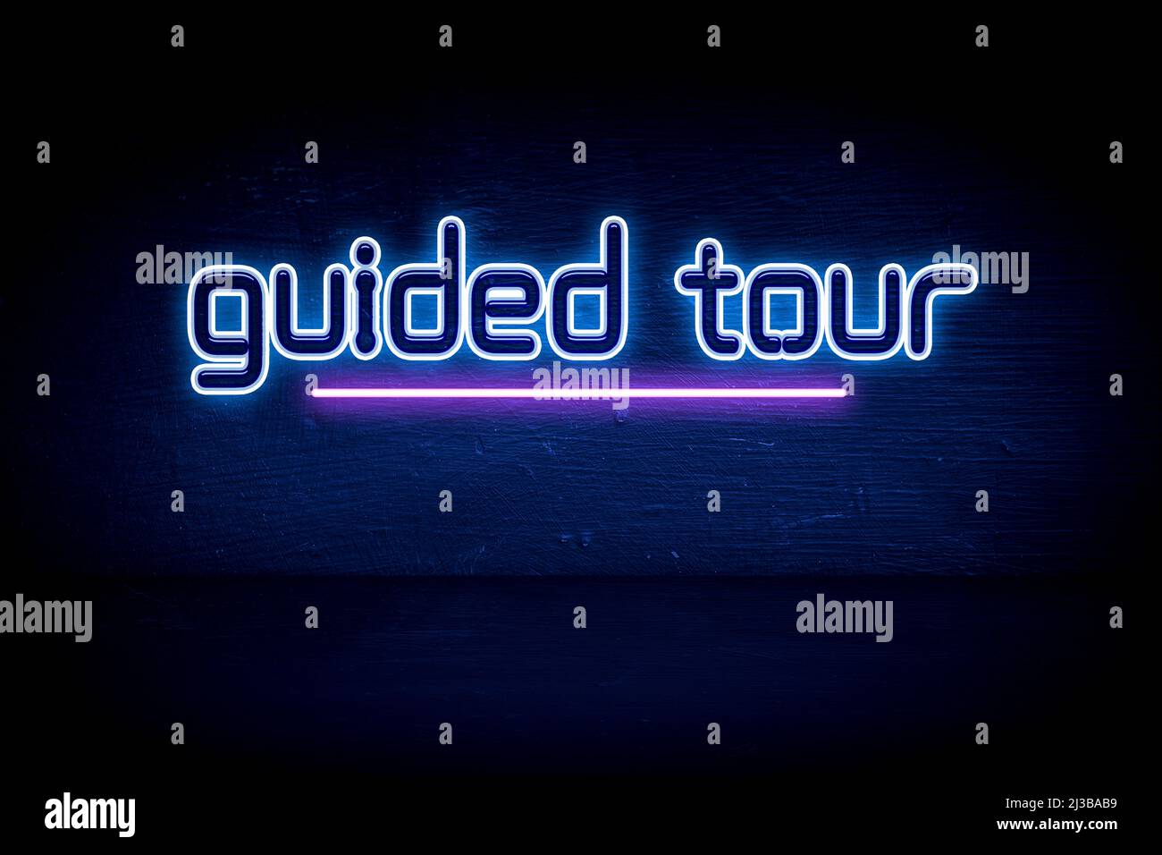 guided tour - blue neon announcement signboard Stock Photo - Alamy