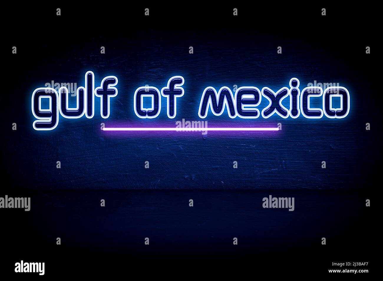 Gulf of Mexico - blue neon announcement signboard Stock Photo - Alamy