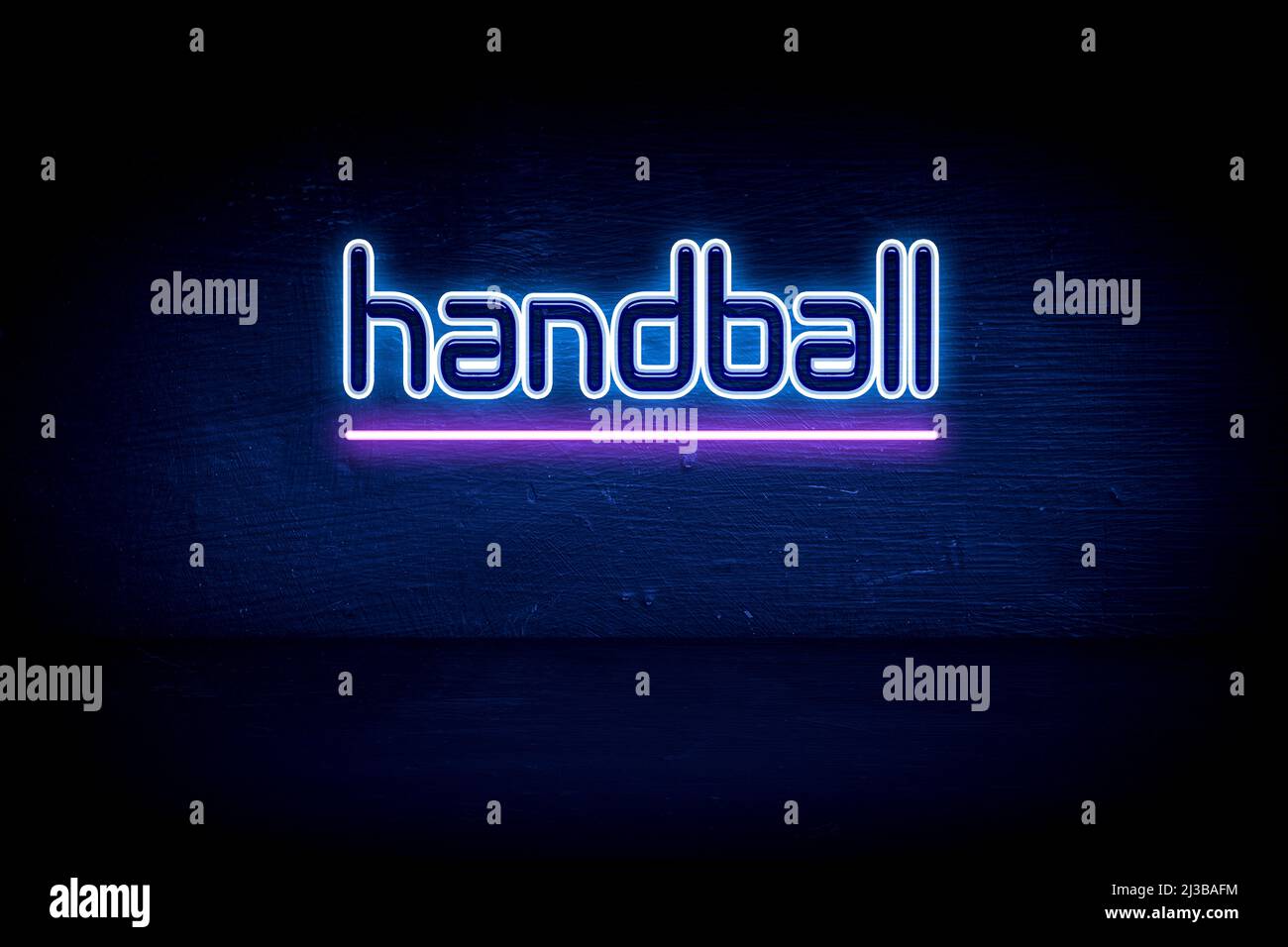 Handball - blue neon announcement signboard Stock Photo - Alamy