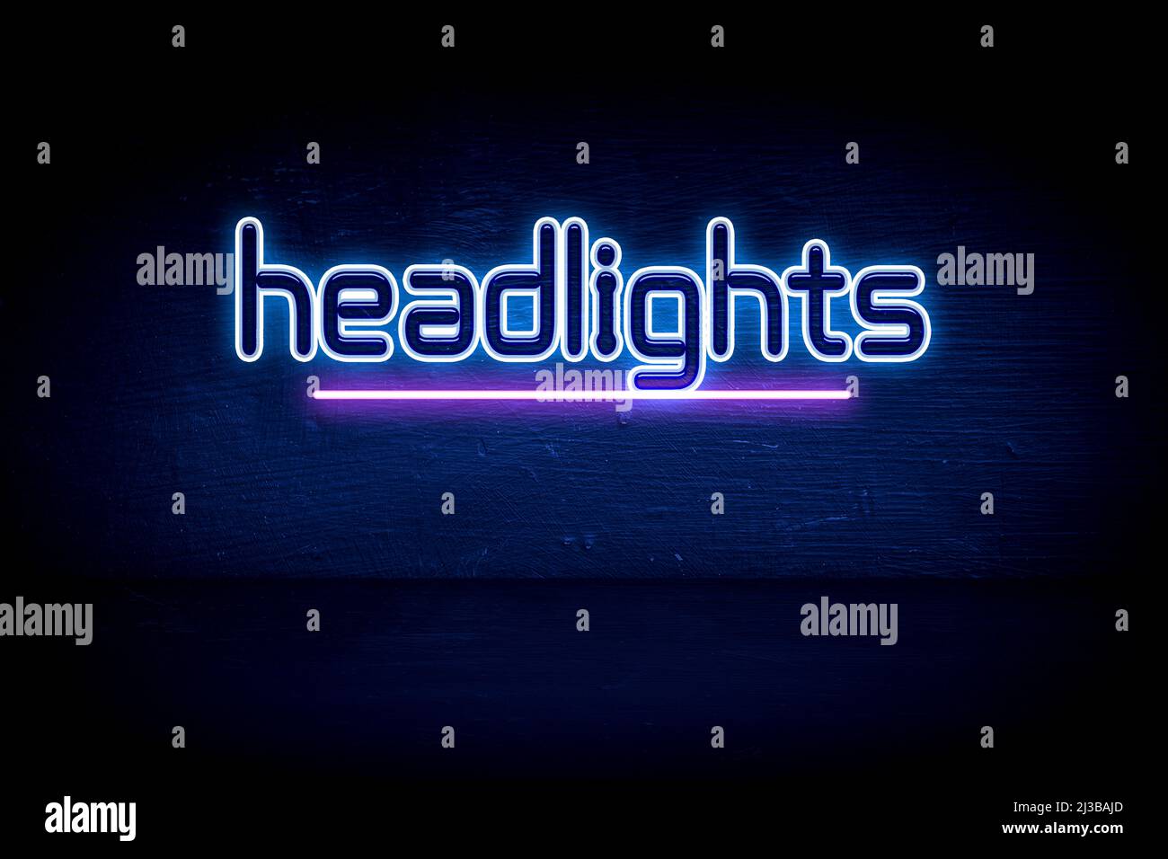 Headlights - blue neon announcement signboard Stock Photo - Alamy