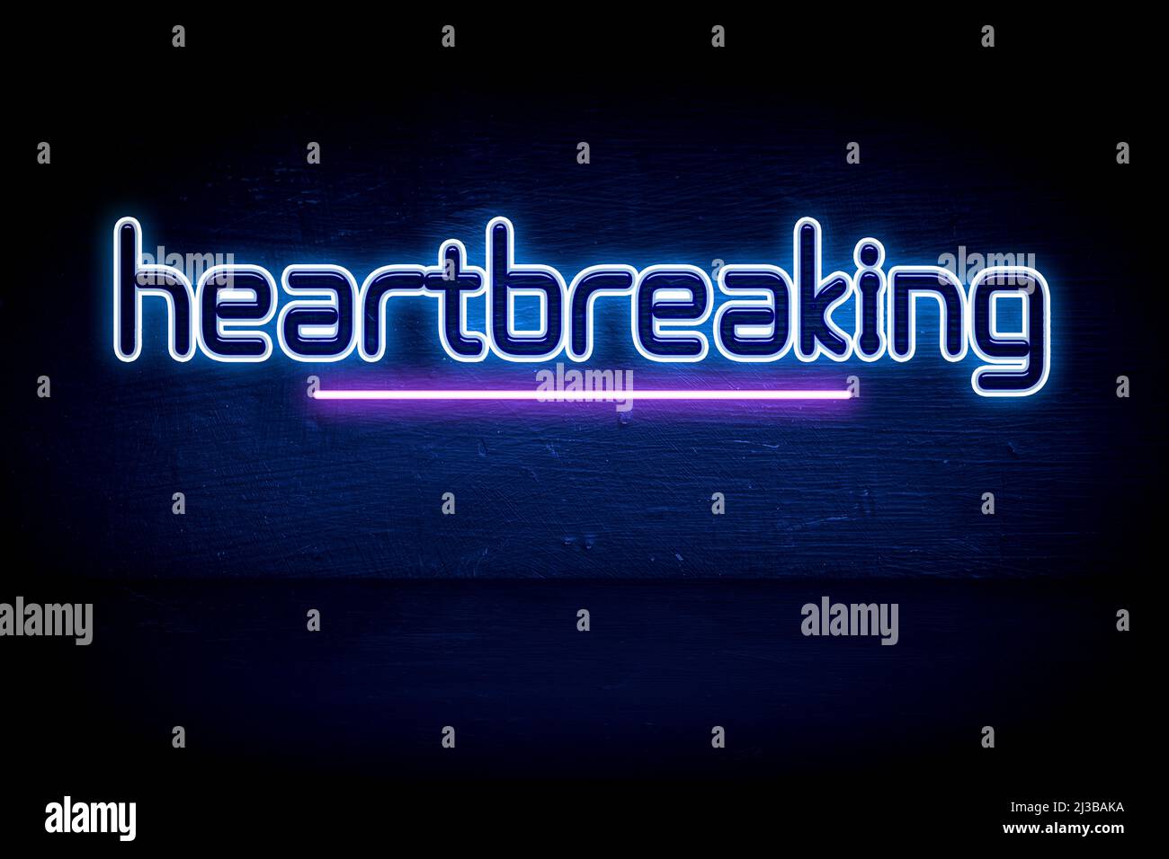 Heartbreaking - blue neon announcement signboard Stock Photo - Alamy