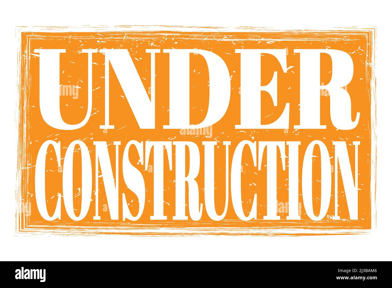 UNDER CONSTRUCTION, words written on orange grungy stamp sign Stock ...