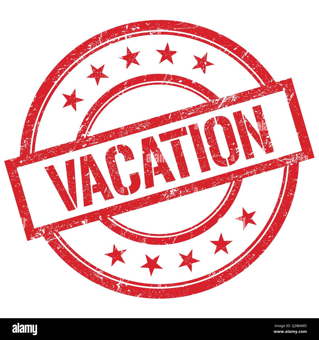 VACATION text written on red round vintage rubber stamp Stock Photo - Alamy