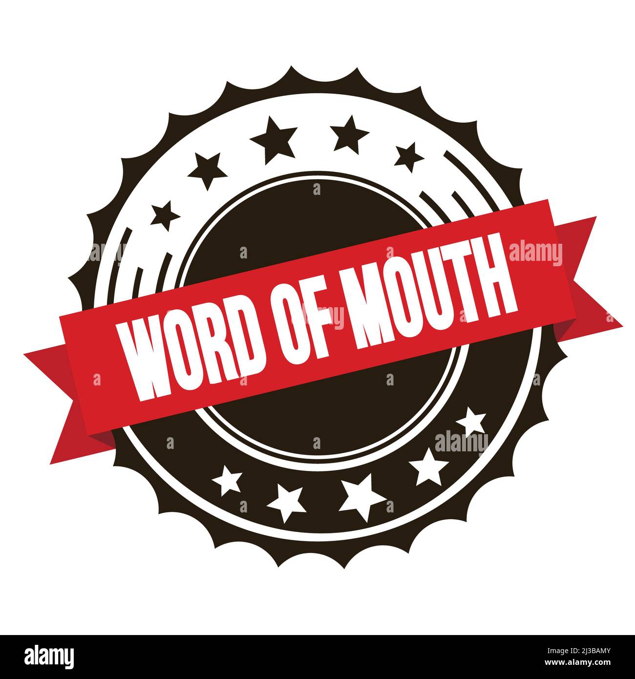 WORD OF MOUTH text on red brown ribbon badge stamp Stock Photo - Alamy