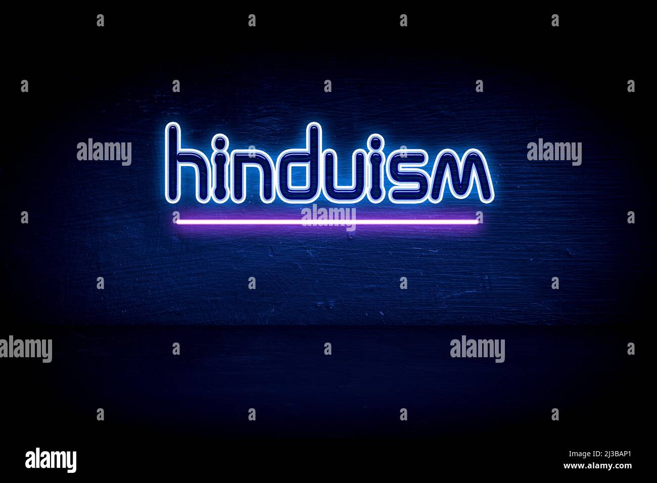 Hinduism - blue neon announcement signboard Stock Photo - Alamy