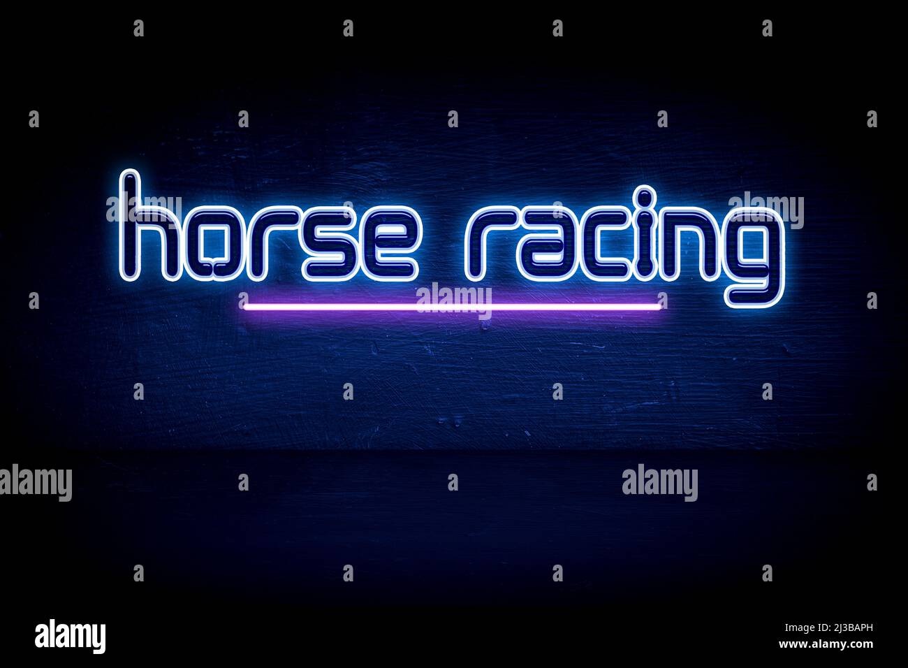 Horse Racing - blue neon announcement signboard Stock Photo - Alamy
