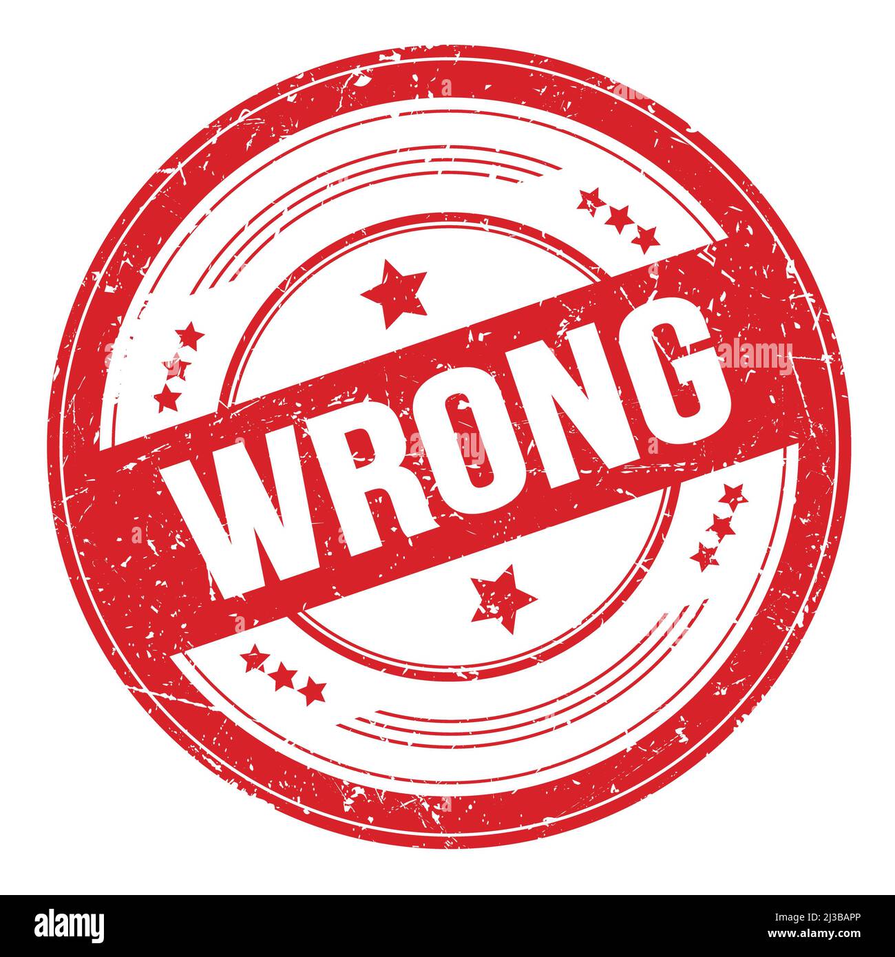 WRONG text on red round grungy texture stamp Stock Photo - Alamy