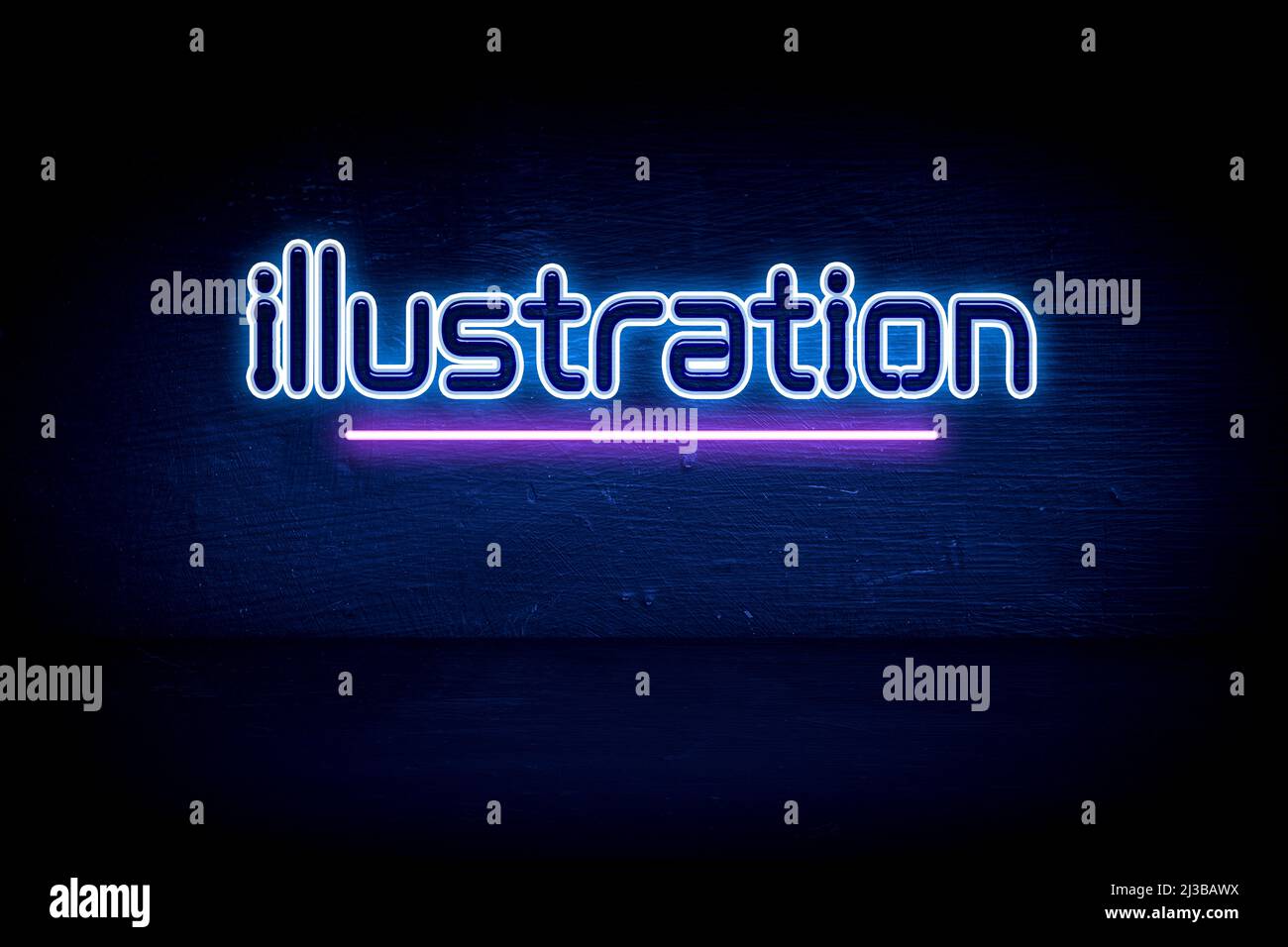 Illustration - blue neon announcement signboard Stock Photo - Alamy