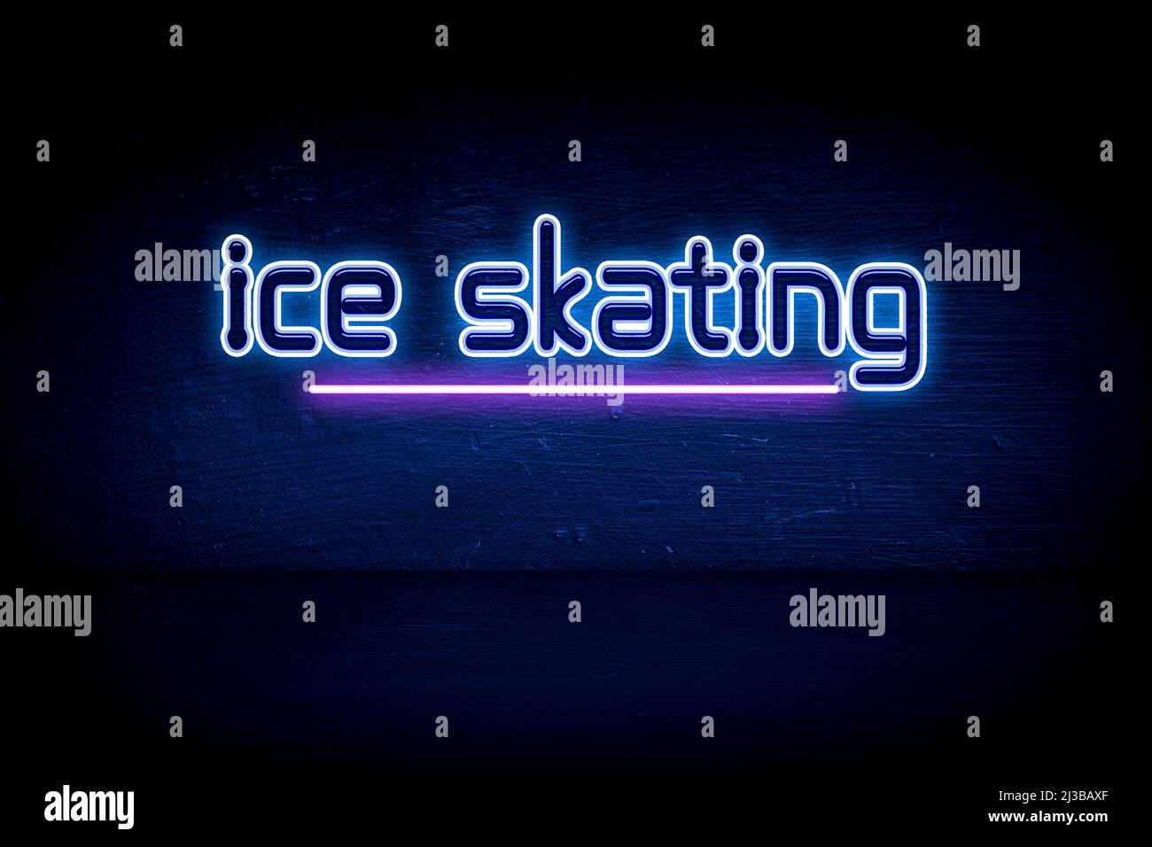 Ice Skating - blue neon announcement signboard Stock Photo - Alamy