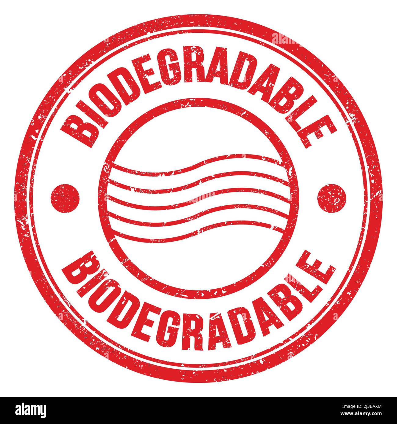 BIODEGRADABLE word written on red round postal stamp sign Stock Photo ...