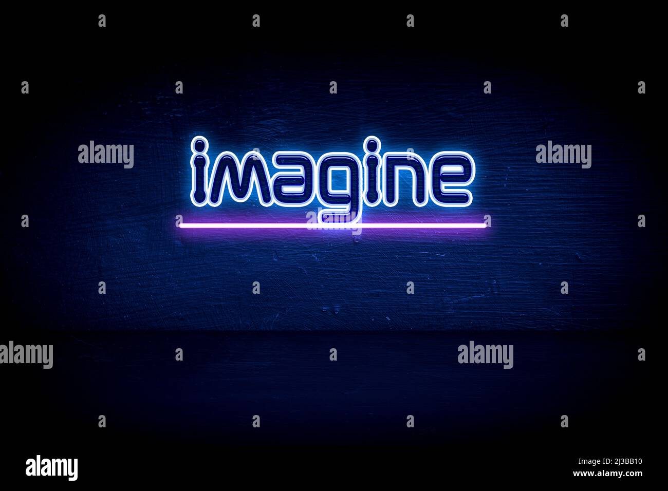 Imagine - blue neon announcement signboard Stock Photo - Alamy