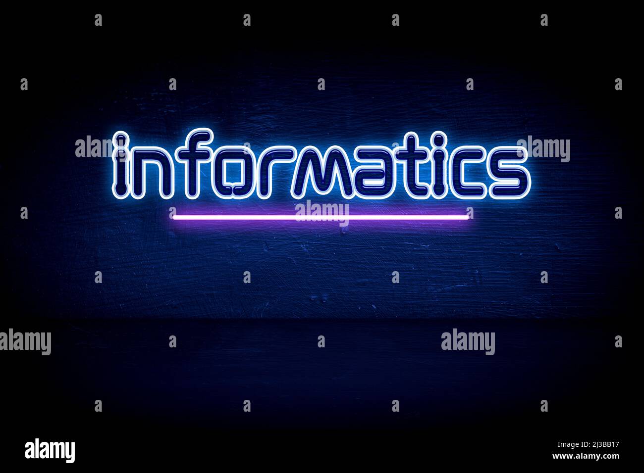 Informatics - blue neon announcement signboard Stock Photo - Alamy