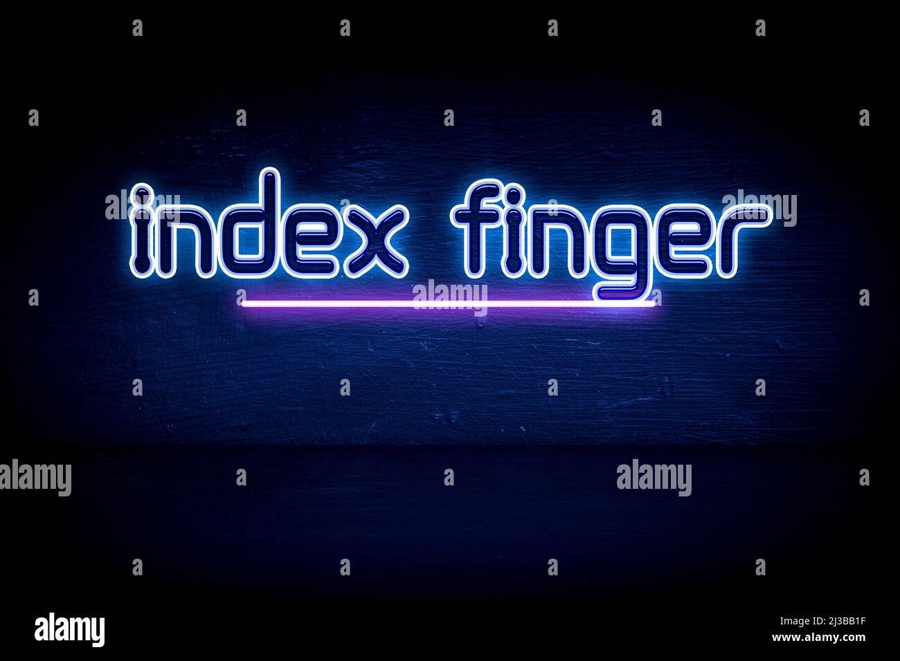 Index finger - blue neon announcement signboard Stock Photo - Alamy