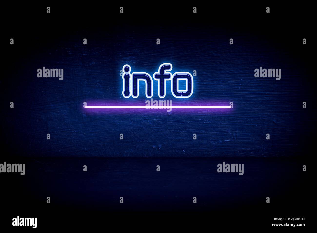 Info - blue neon announcement signboard Stock Photo - Alamy