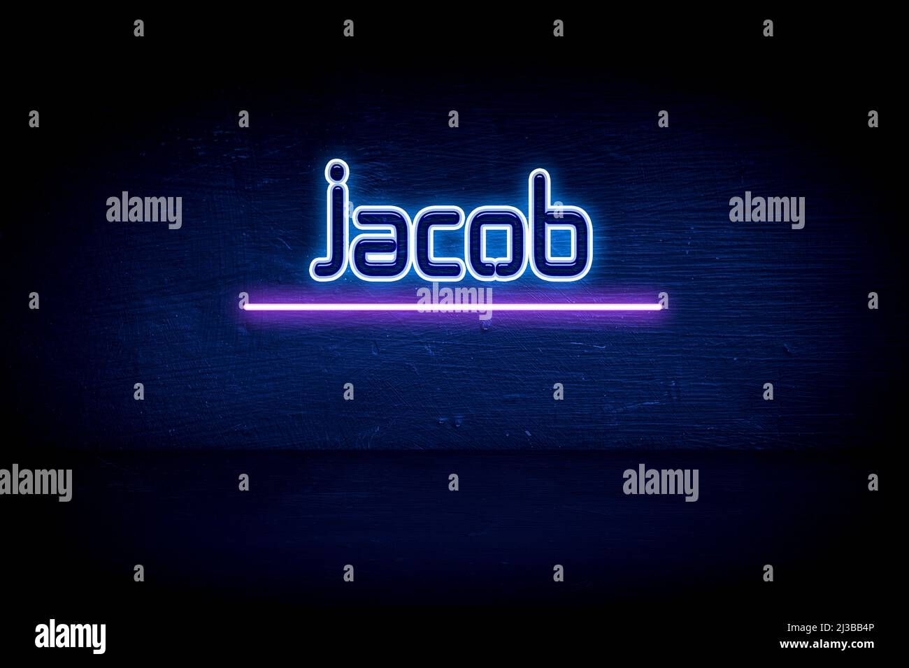 Jacob - blue neon announcement signboard Stock Photo - Alamy