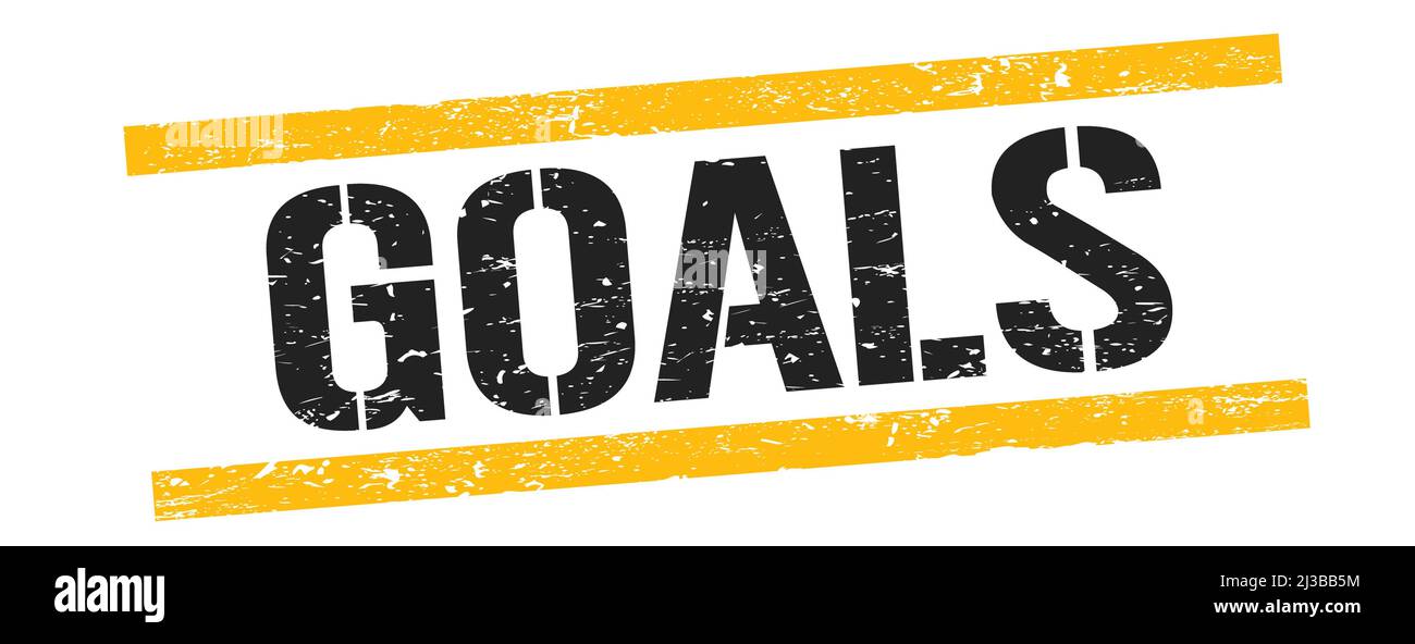 GOALS text on black yellow grungy lines stamp sign Stock Photo - Alamy