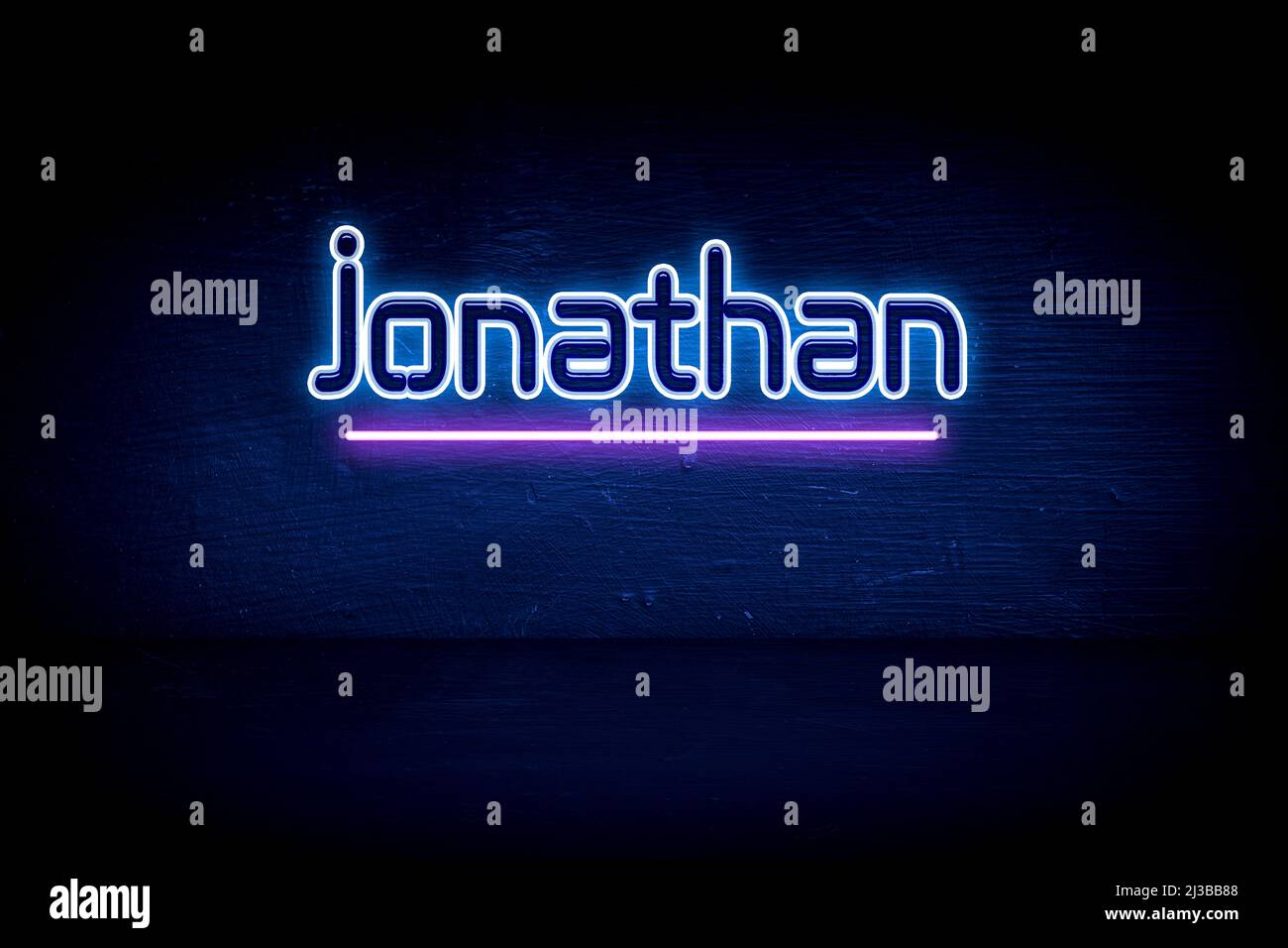 Jonathan - blue neon announcement signboard Stock Photo - Alamy